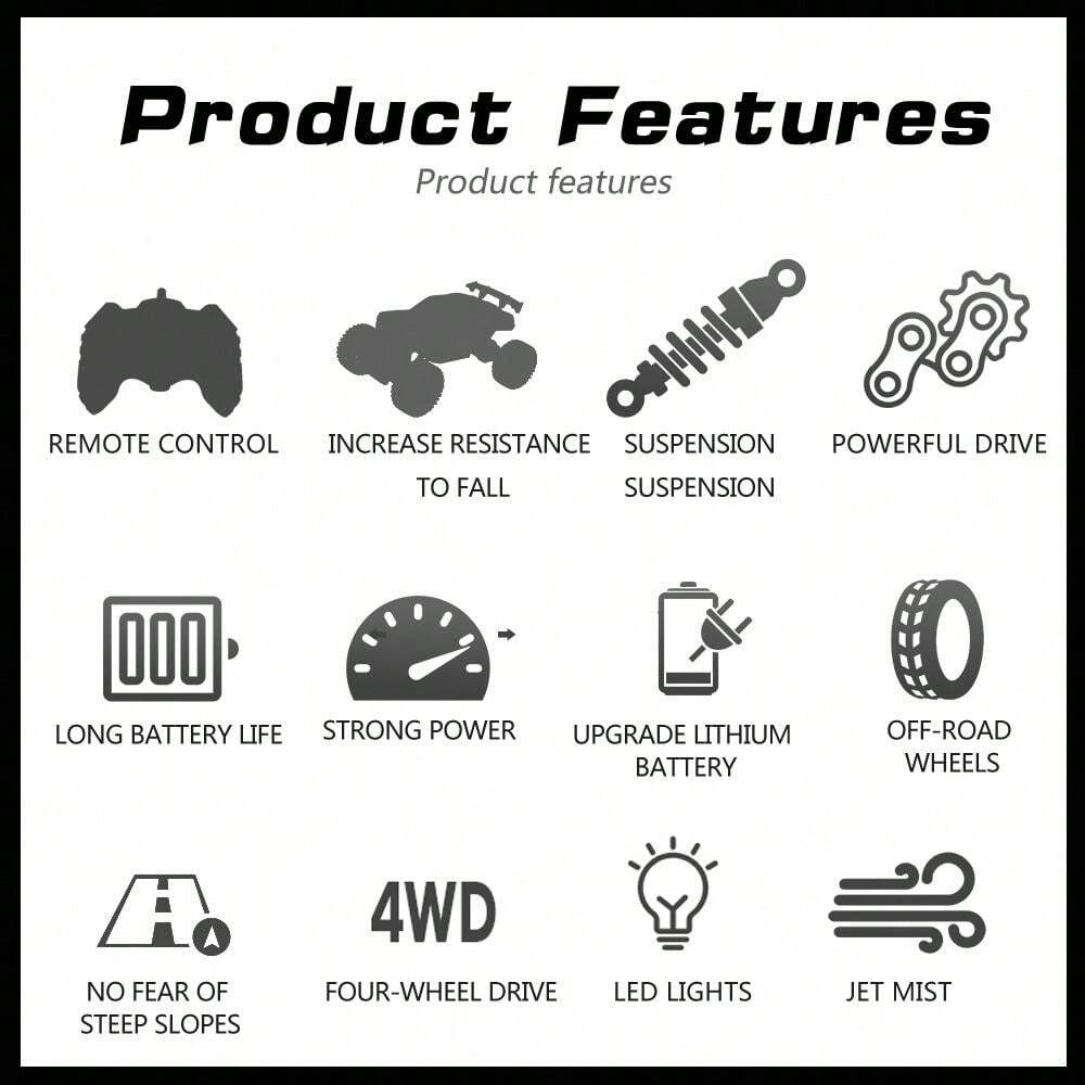 Fremego 4WD RC Spray Stunt Car With Led Lights Music Electronic Drift ...