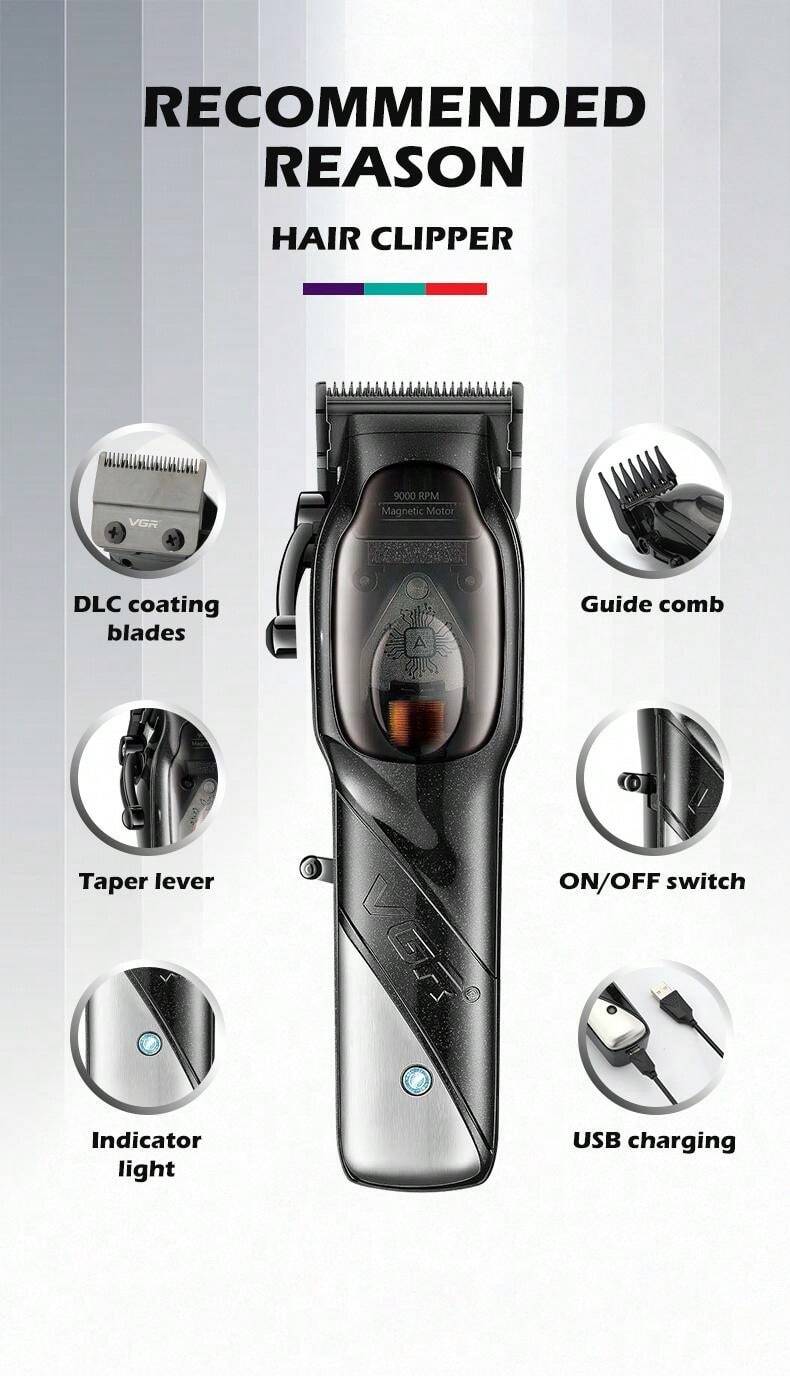 VGR Tosatrice per capelli VGR regolabile, modello a batteria, tosatrice ... VGR Tosatrice per capelli VGR regolabile, modello a batteria, tosatrice ...