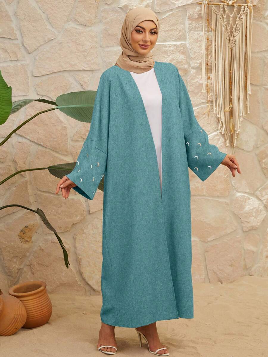 Moon Embroidered Long Robe Middle East Arab Muslim Abaya | SHEIN USA