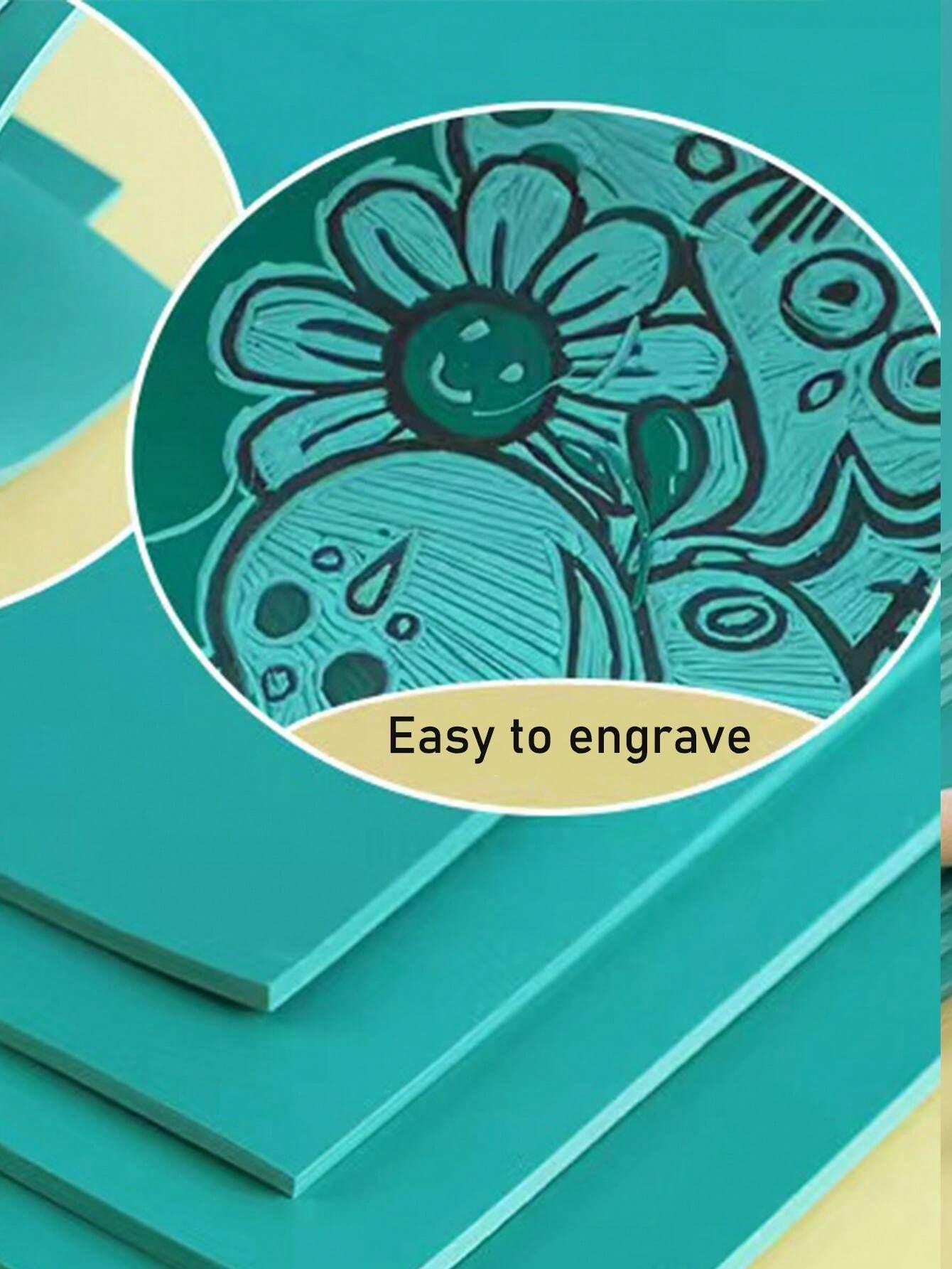 4pcs Woodblock Engraving Board, Green Pvc Soft Plyboard A3,A4- Tools ...