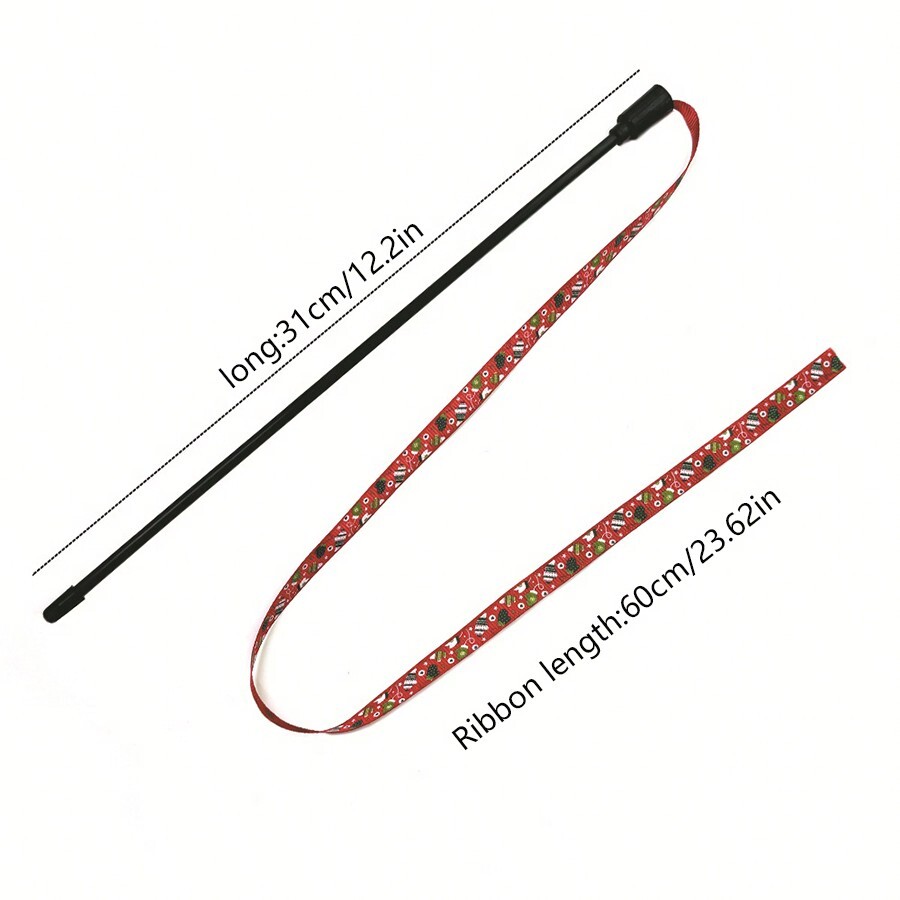 Christmas Themed Teaser Wand Cat Toy, With Durable Ribbons ...