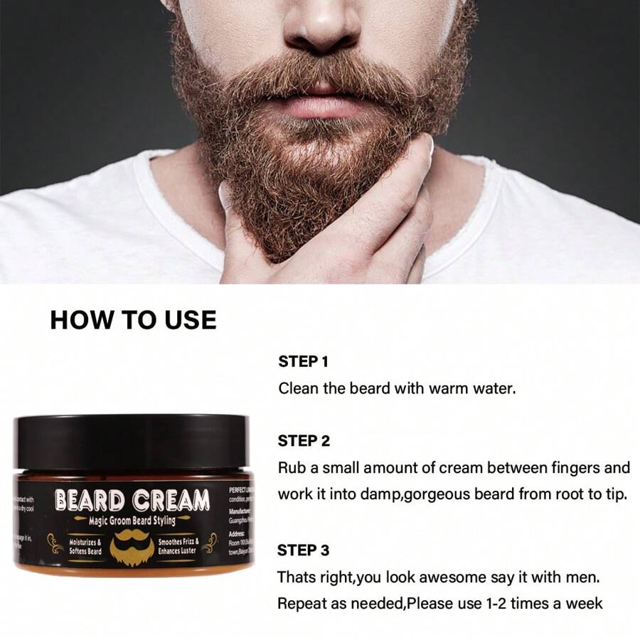 100g Beard Cream - Moisturizing No-Rinse Conditioner, Makes Facial Hair ...