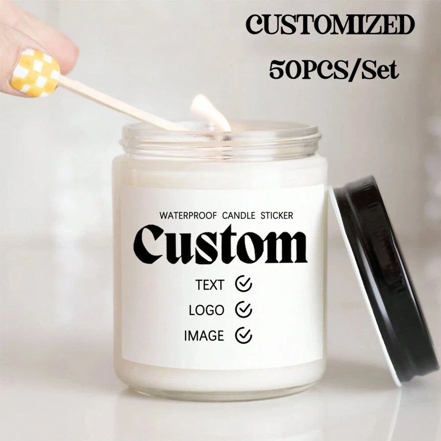 50PCS Custom DIY Candle Stickers Templates, Paper And Waterproof ...