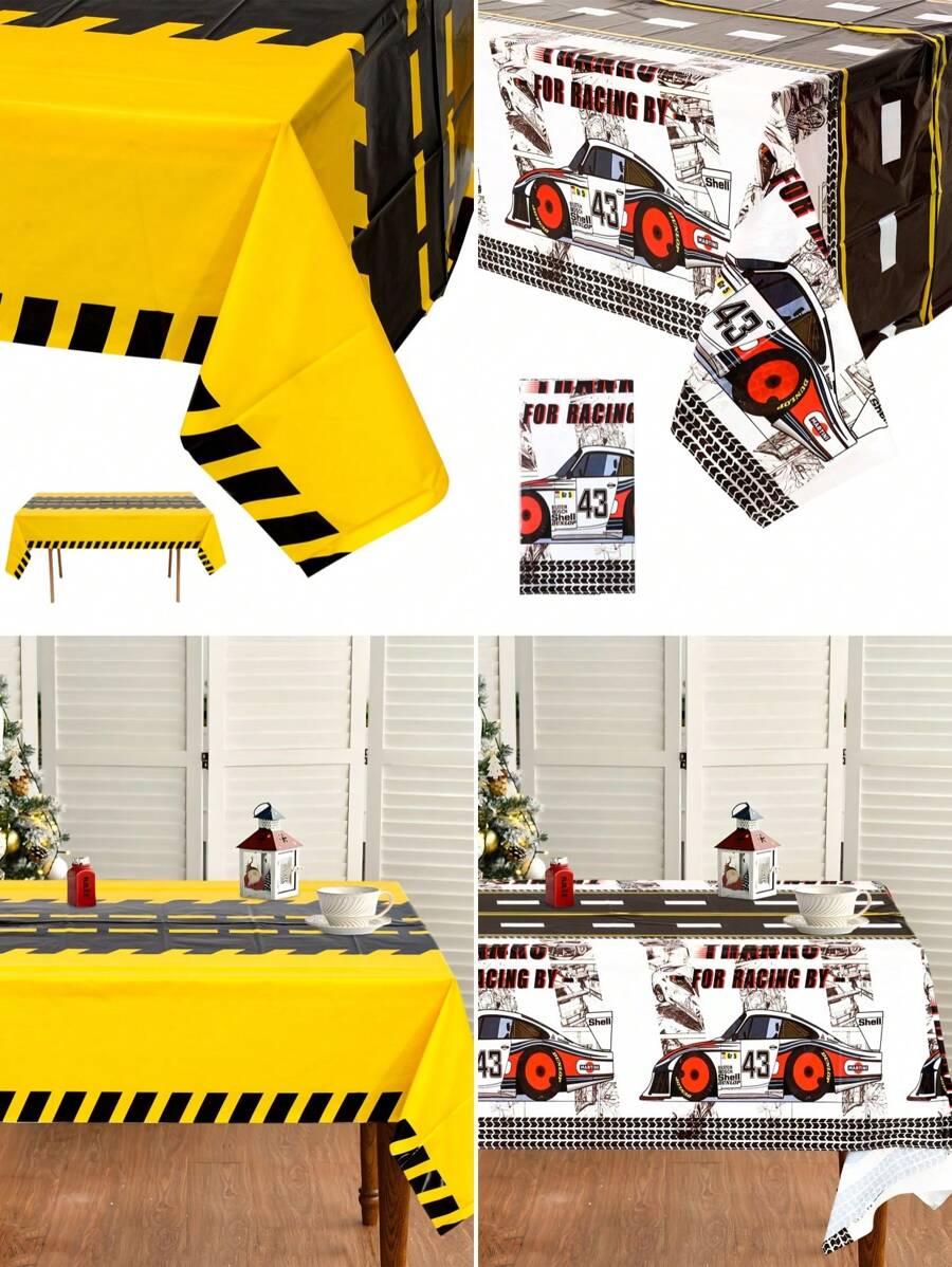 1pc Racing Car Birthday Party Supplies Racing Car Table Cloths Yellow ...