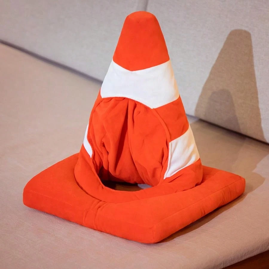 Creative Traffic Cone Plush Hat, Funny Party Performance Head Costume ...