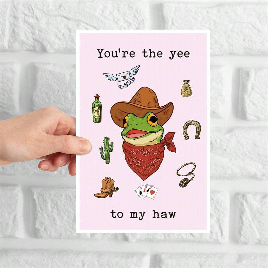 1PC Cowboy Anniversary Card For Husband Boyfriend, Funny Frog ...