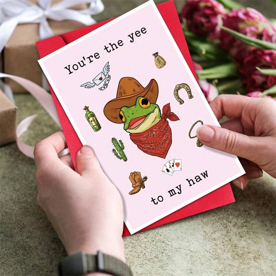 1PC Cowboy Anniversary Card For Husband Boyfriend, Funny Frog ...