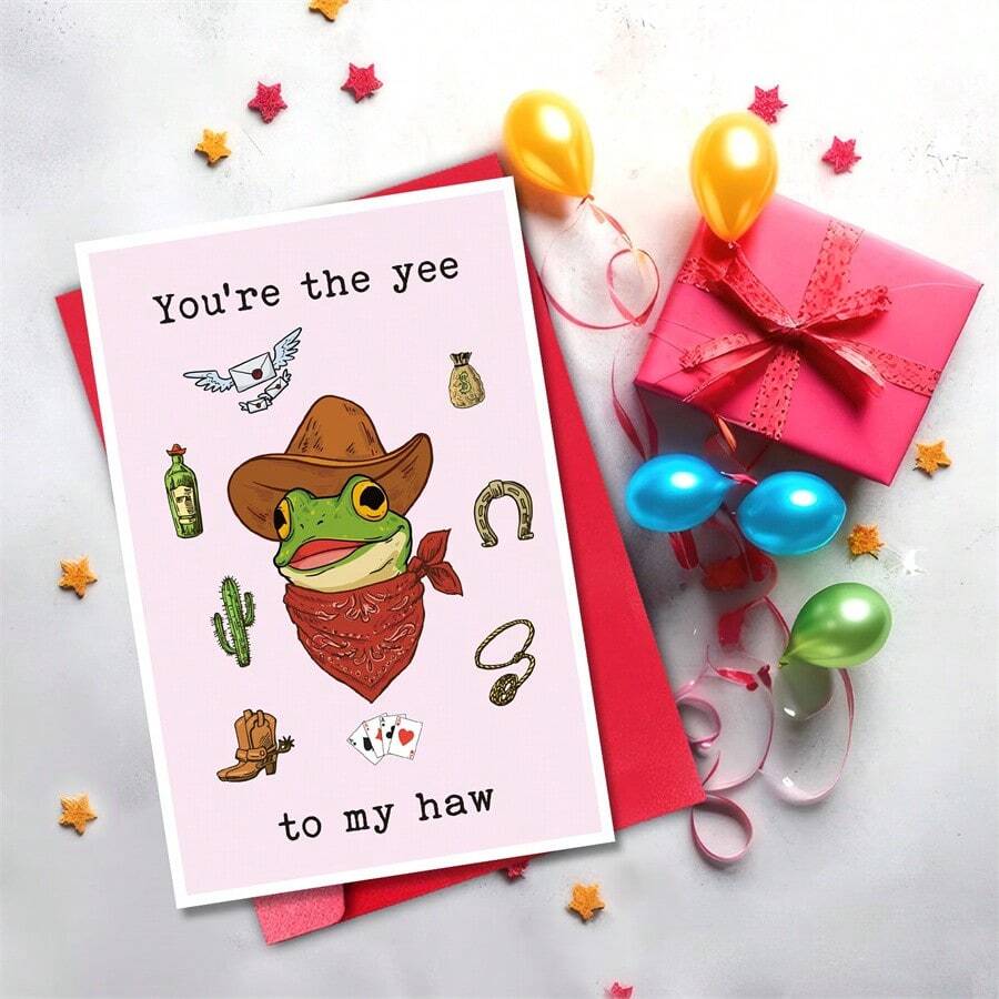 1PC Cowboy Anniversary Card For Husband Boyfriend, Funny Frog ...