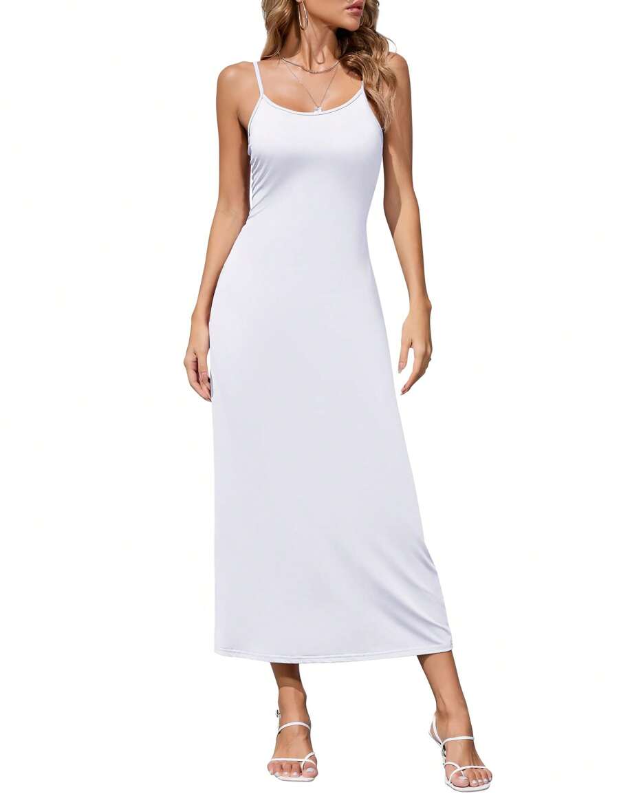 Women Full Slip Under Dresses Sleeveless Adjustable Spaghetti Strap ...