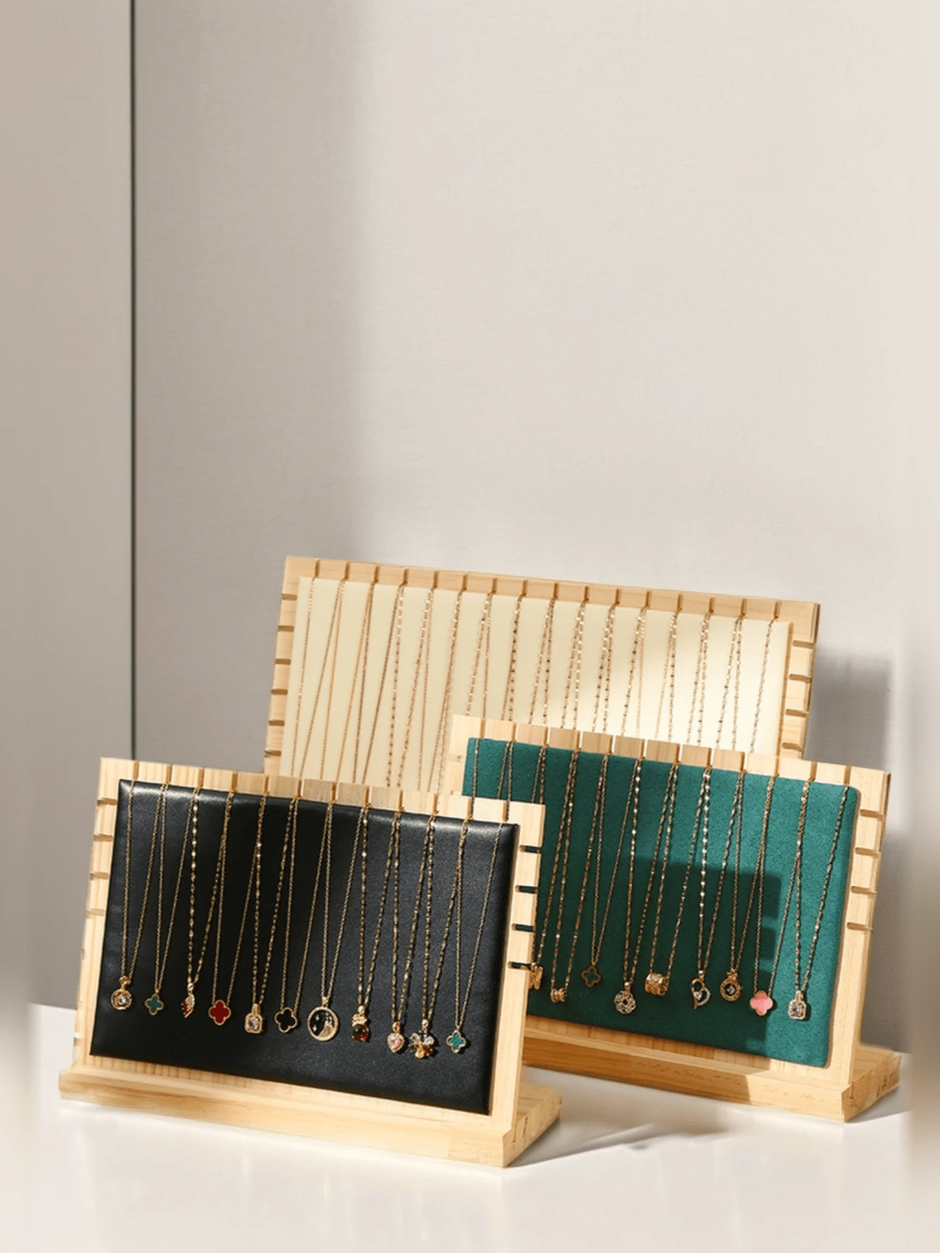 Bamboo & Wood Large Necklace Display Stand, Jewelry Organizer And ...