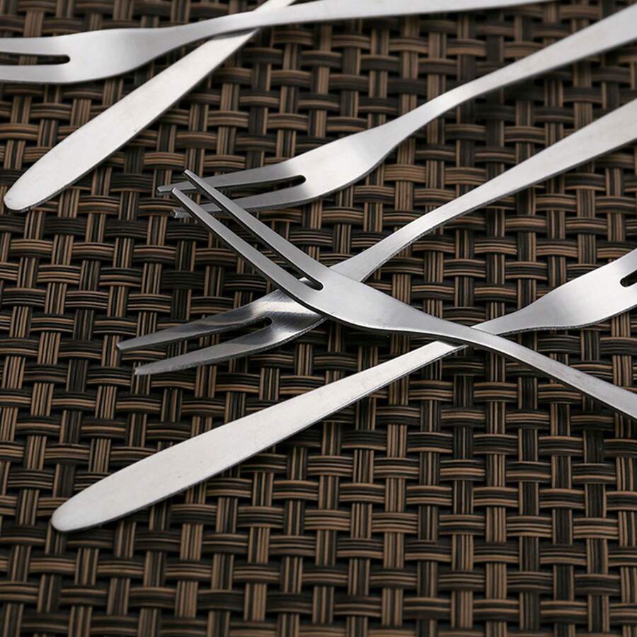 6pcs Stainless Steel Fruit Forks, Western-Style 2-Prong Small Dessert ...