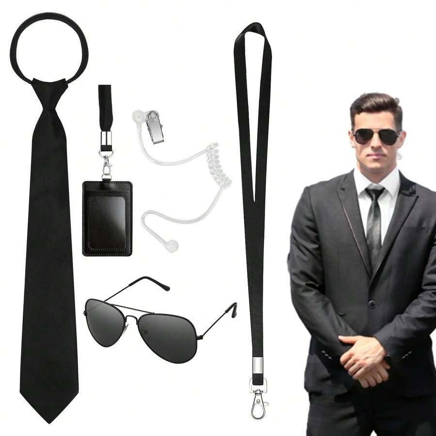 4pcs Agent Costume Set Secret Security Service Outfit Accessory Kit ...