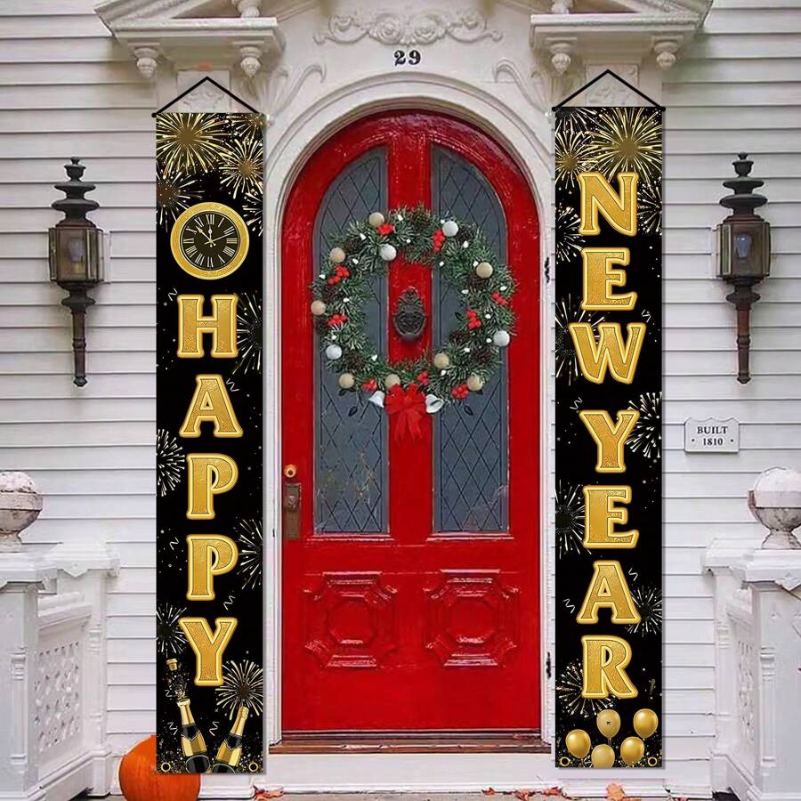 Happy New Year Door Banner New Year Sign Happy New Year Banner For Door ...
