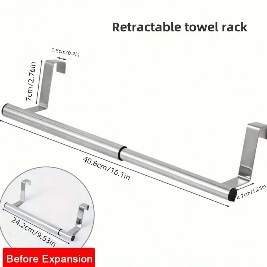 1pc Kitchen Sink Towel Rack Set, Large + Small, Cabinet Door Hanging ...