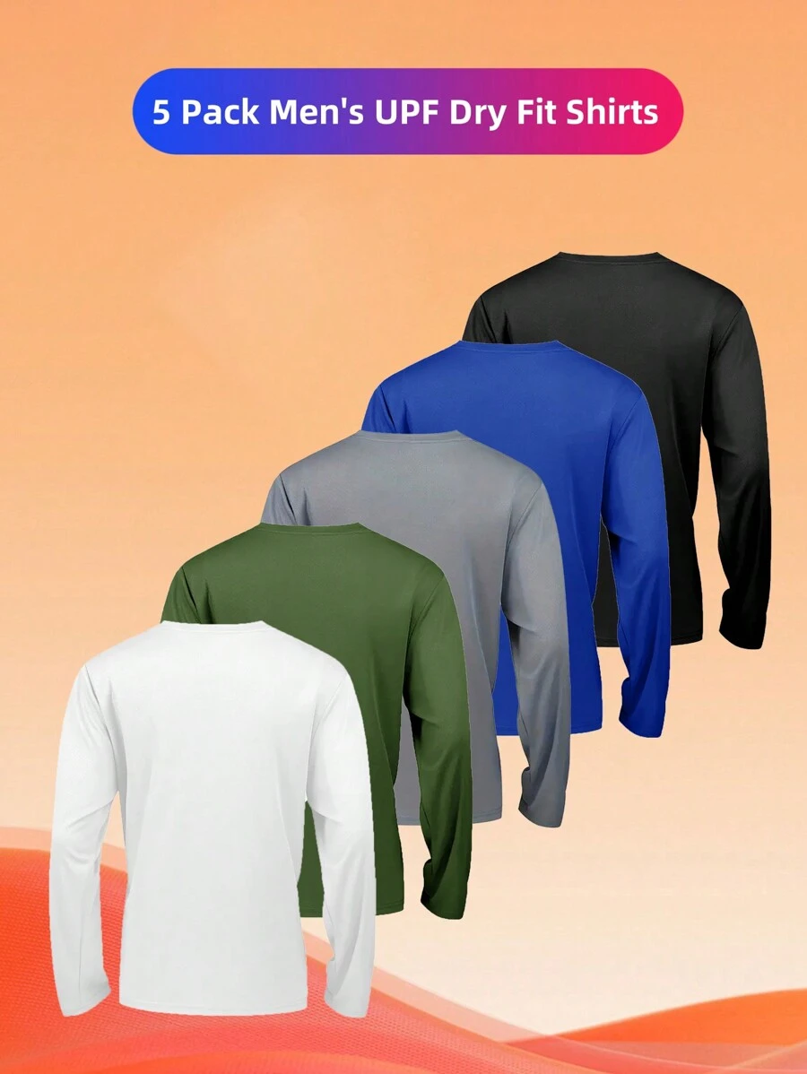 5 Pack Boyfriend Style Men's Casual Slim Fit Workout Long Sleeve ...