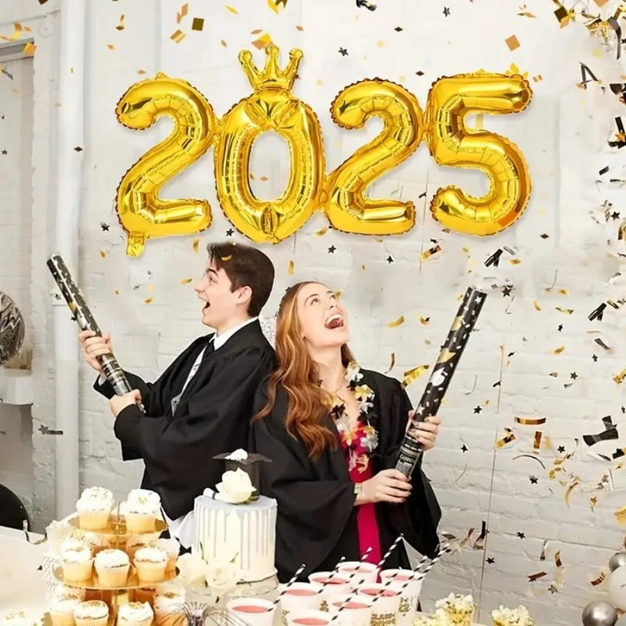 1PC 2025 Balloons, 16'' 2025 Number Balloons, 2025 Gold Balloons, Large ...