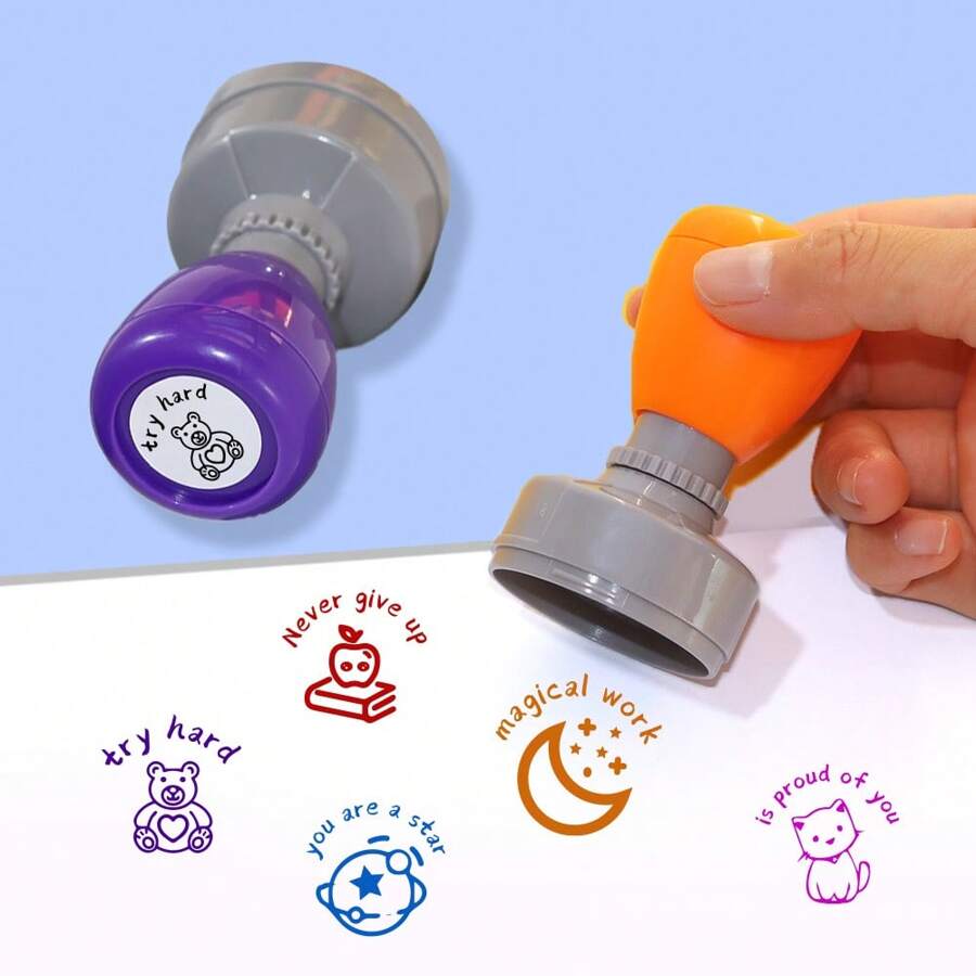 Colorful Cartoon Stamps, Inspiring Cheering Up Messages, Fun Stamping ...