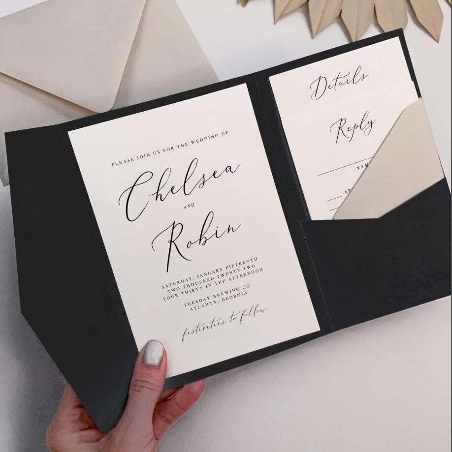 25 Pieces Tri-Fold Pocket Wedding Invitation Cover, Engagement XV ...