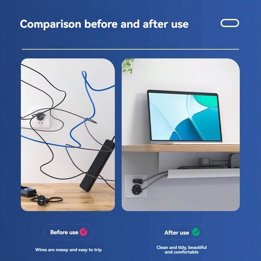 No-Screw Under Desk Cable Management Tray - Self-Adhesive Installation ...