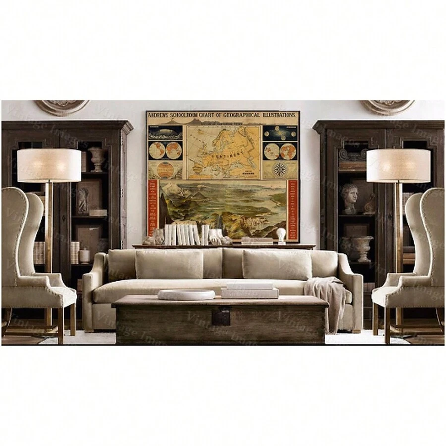 Vintage Imagery Andrews Old School Wall Map Classroom Chart Of ...