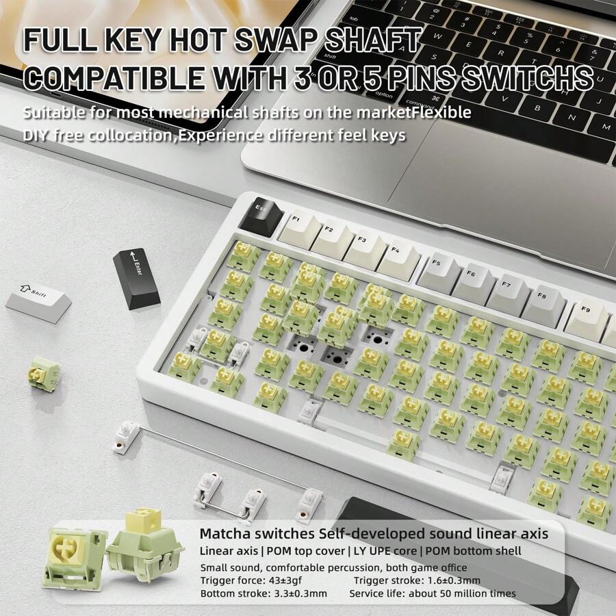 ATTACK SHARK X86 Wireless Mechanical Keyboard,CNC Aluminum Turd, 3 Mode ...