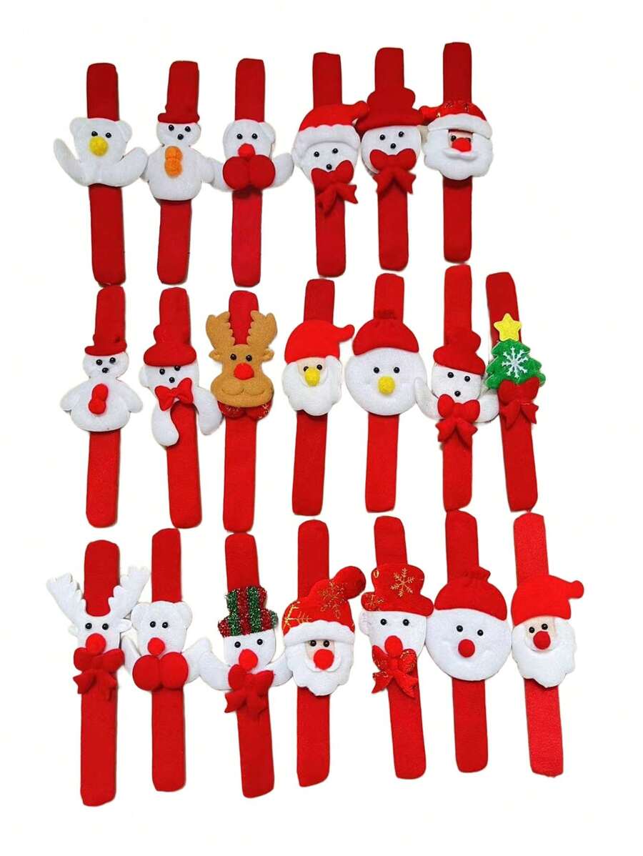 1/10pcs Christmas Slap Bracelets Party Favors Set Featuring Santa Claus ...