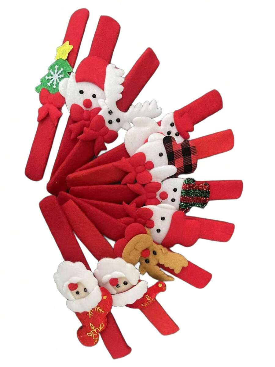 1/10pcs Christmas Slap Bracelets Party Favors Set Featuring Santa Claus ...