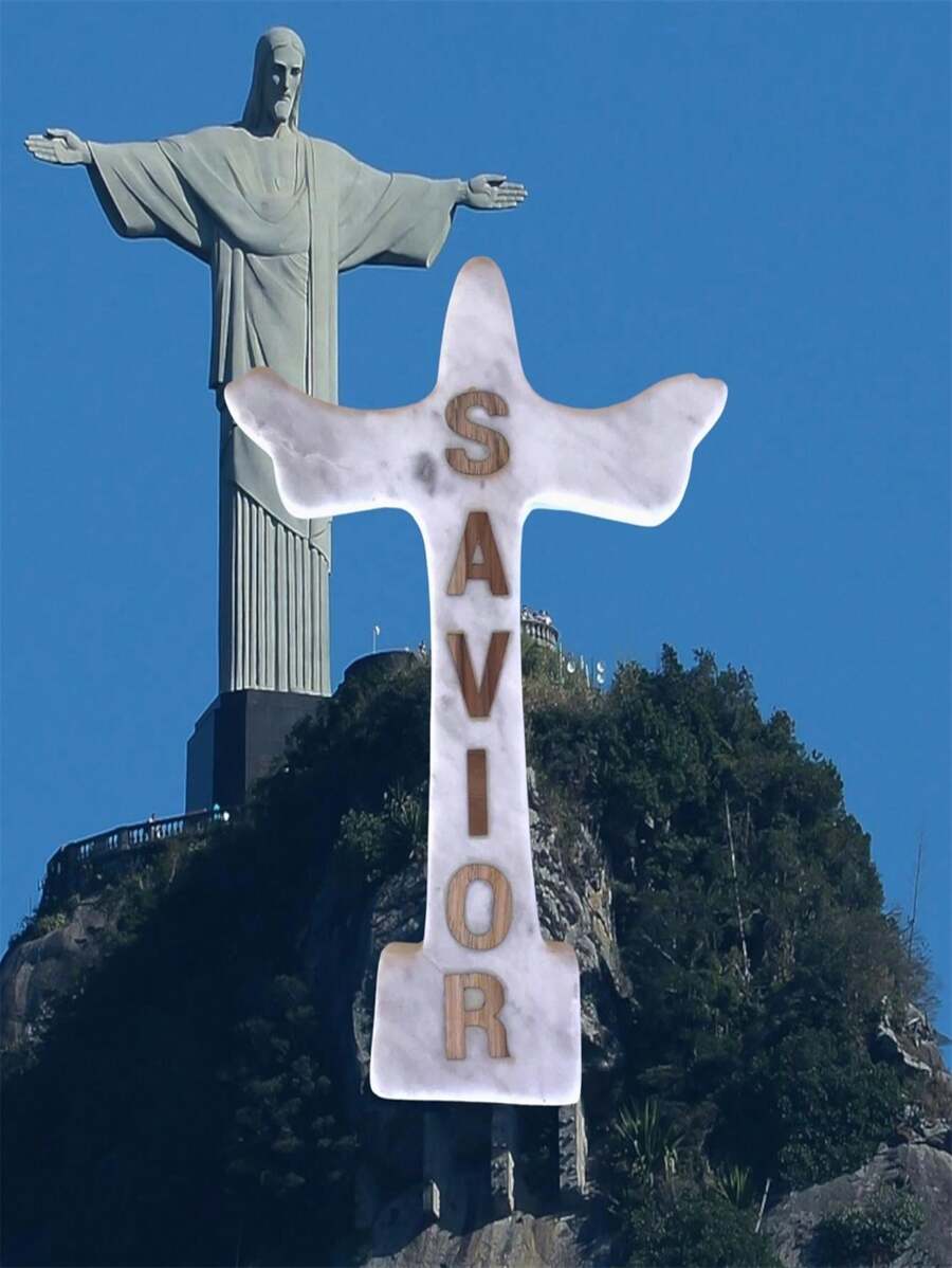 Metrotex Designs 16018 Christ Redeemer Marble Cross With SAVIOR Inlay ...