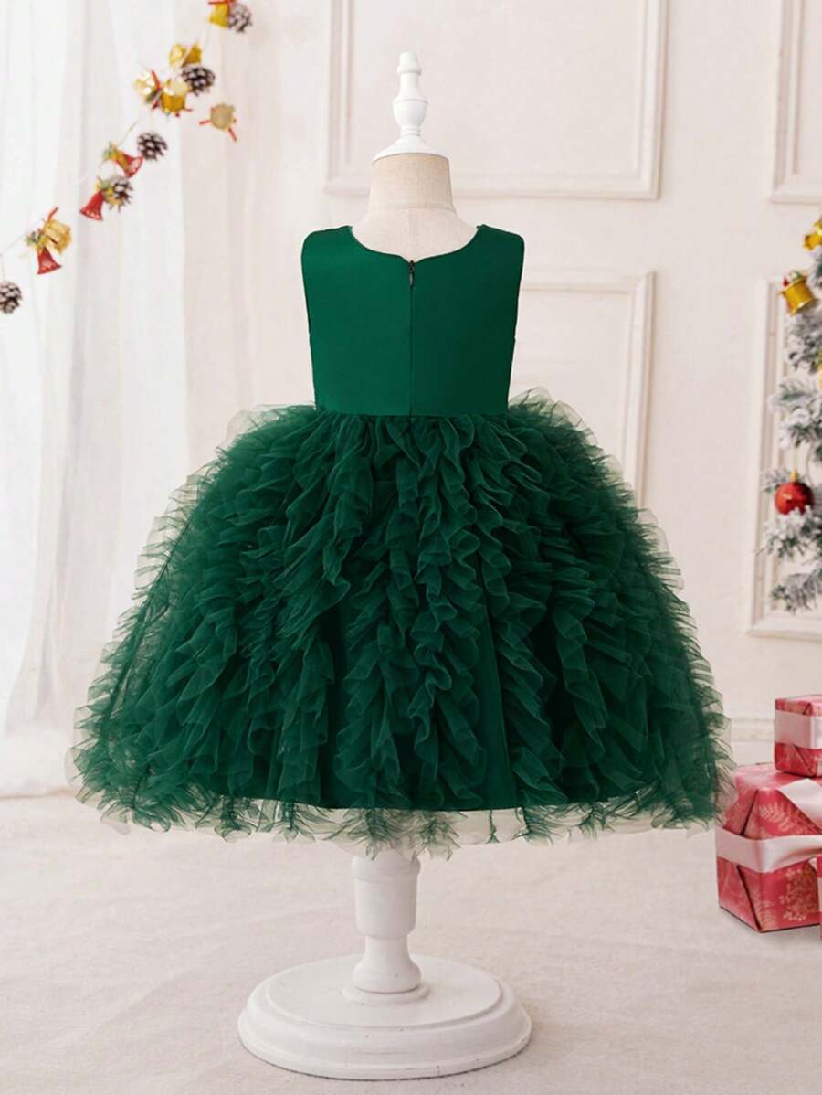 Girls Christmas Dress Green Sparkle Sequin Girls Twirl Dress Young Girl ...