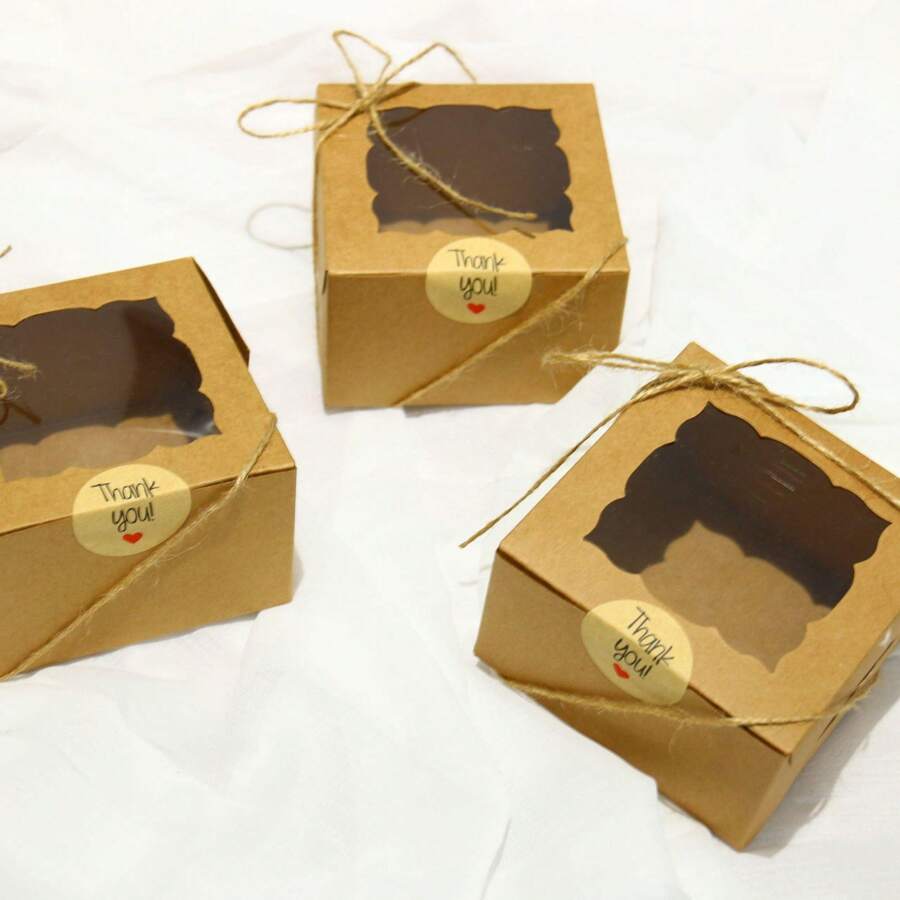 150-Pack Kraft Paper Bakery Boxes With Display Windows - Food Safe ...