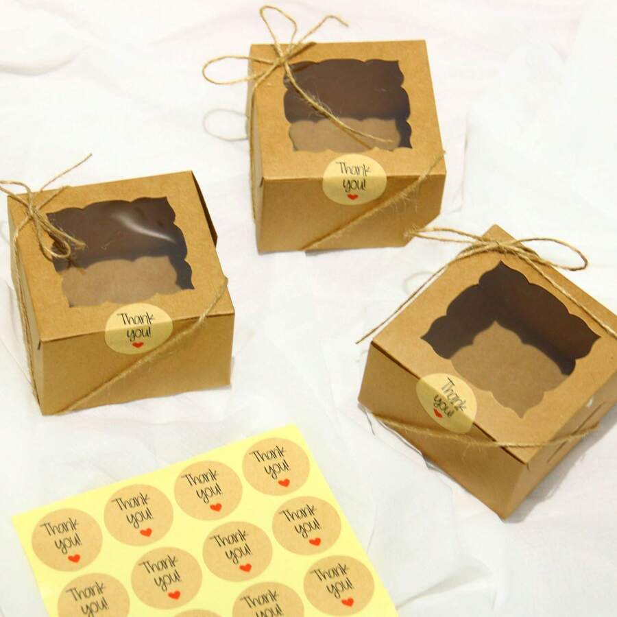 150-Pack Kraft Paper Bakery Boxes With Display Windows - Food Safe ...