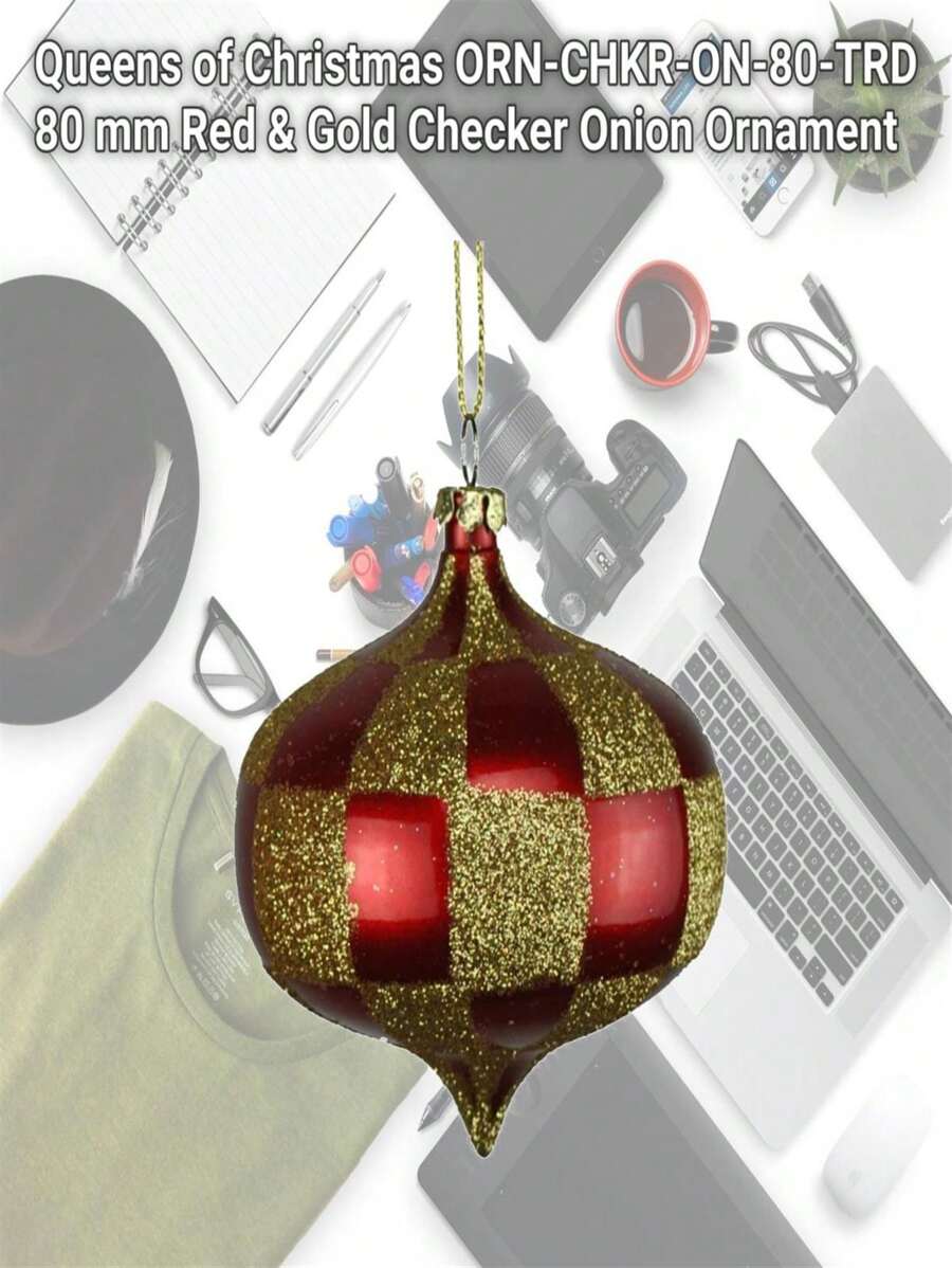 80 Mm Red & Gold Checker Onion Ornament | SHEIN USA
