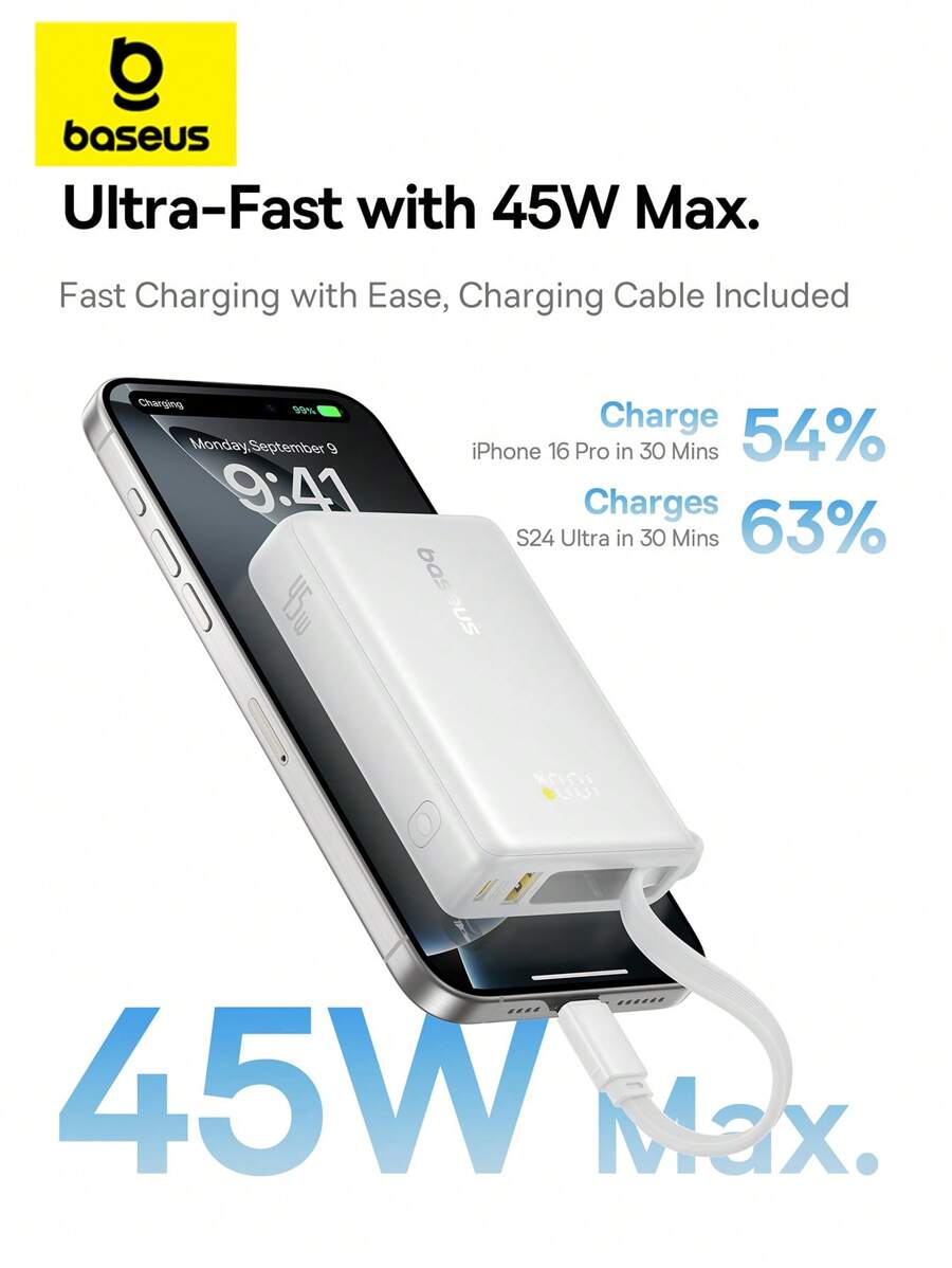 Baseus 2025 Picogo 45W Powerbank 10000mAh Super Mini tragbare Batterie, Smart Digital Display ...