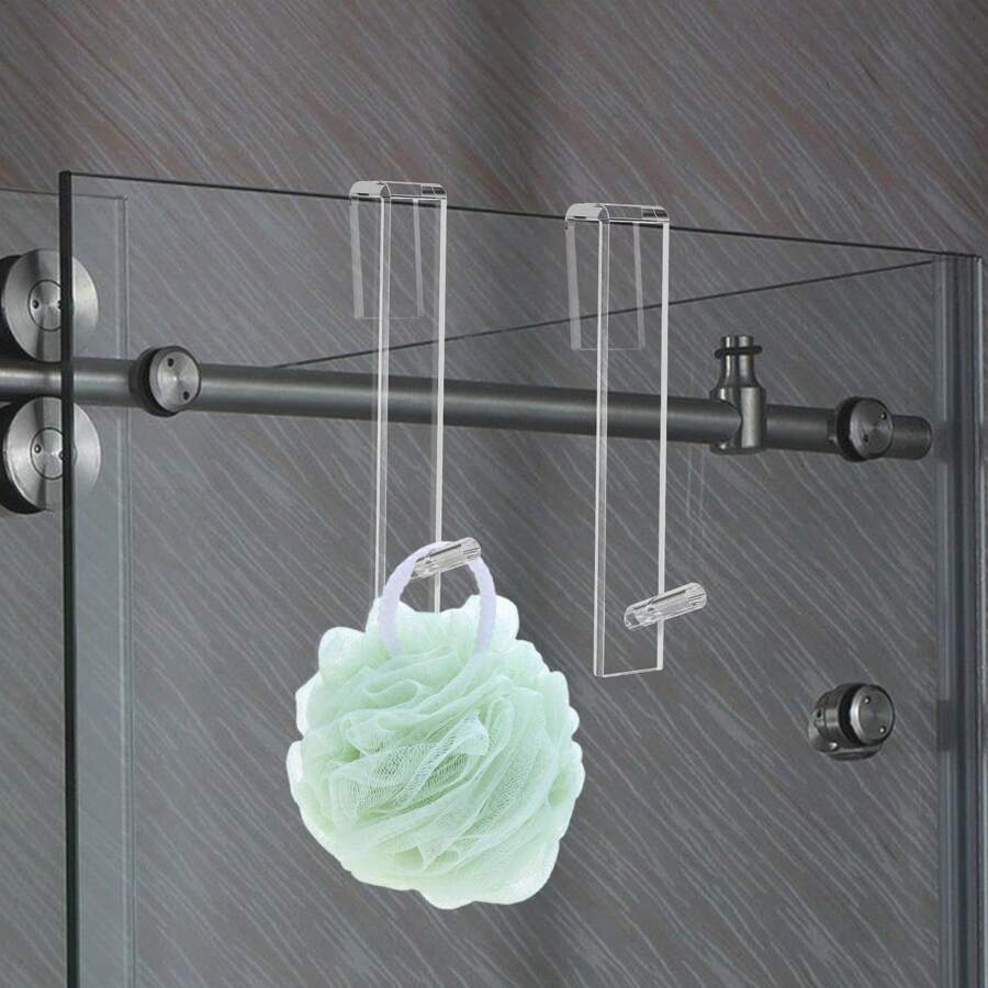 Shower Door Hooks, Clear Acrylic Extended Over Door Hooks, Towel Hooks ...
