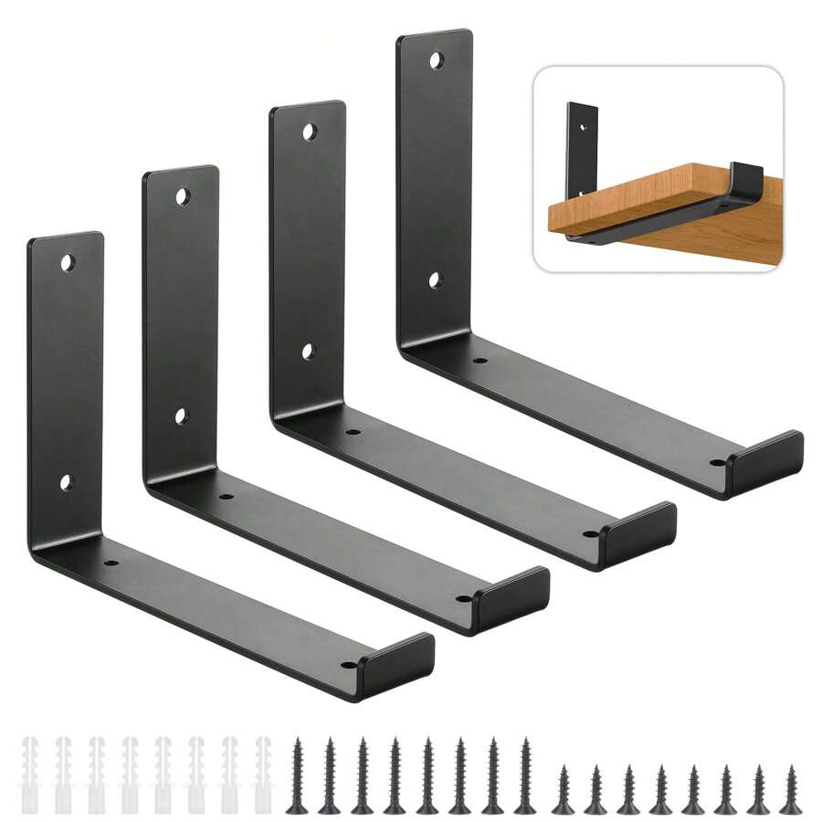 4 Pack 200mm Heavy Duty Floating Shelf Brackets For Scaffolding - Wall ...