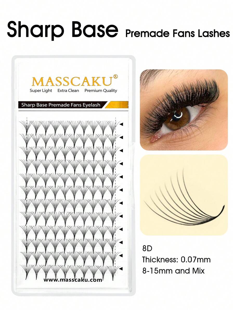 120Pcs MASSCAKU 8D Sharp Narrow Stem Lash Extension Trays 8-15mm And ...