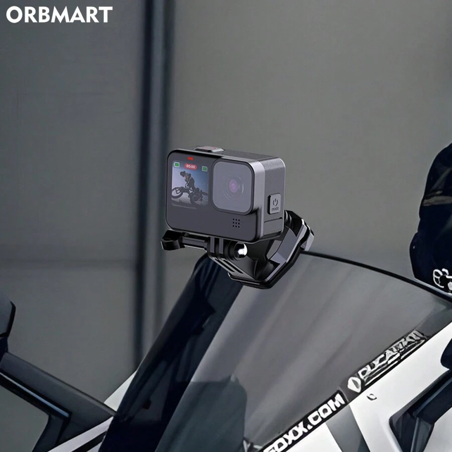 ORBMART Motorcycle Windshield Mount Clip Aluminum POV Holder For GoPro ...