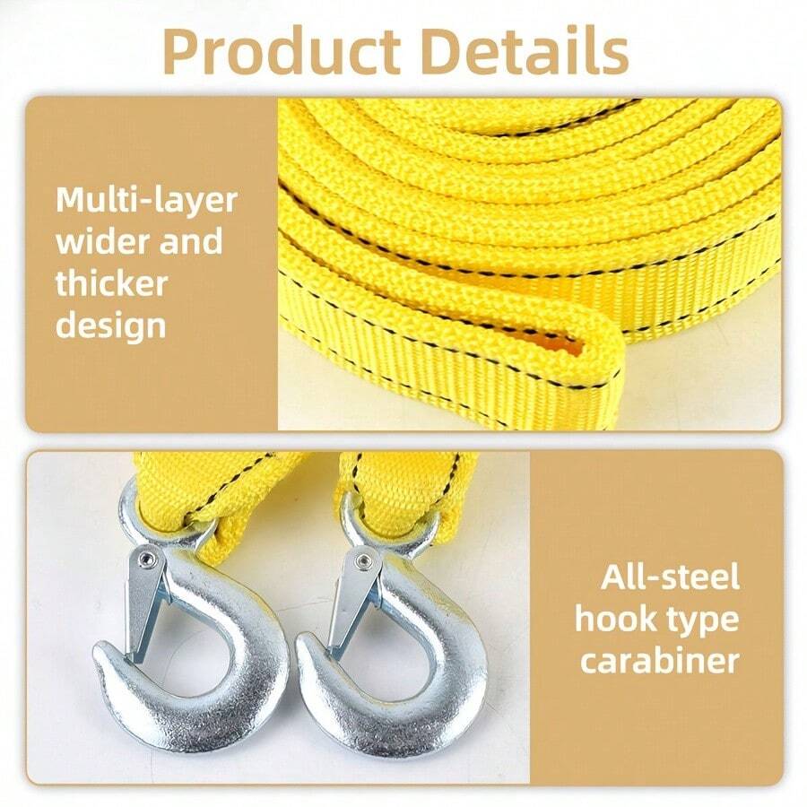Universal Car Tow Rope Safety Emergency Use Tow Strap, Double-Layer ...