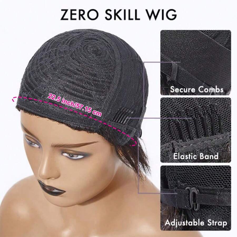 Rose Red Highlight Color Human Hair Wigs With Bangs 150% Density Pixie ...