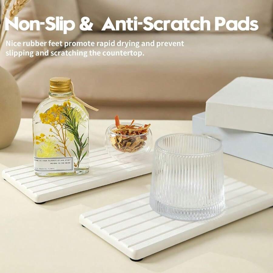 Water Absorbing Diatomaceous Earth Coaster, Rectangular Groove Designed ...