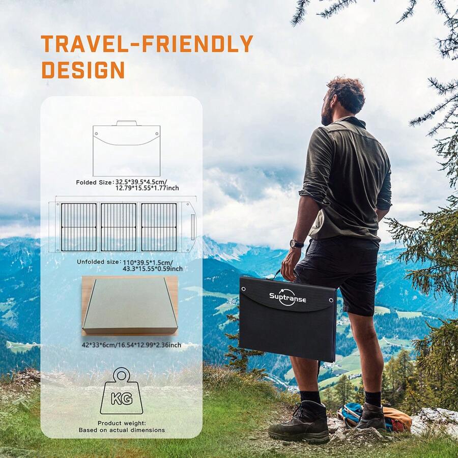 60W 18V Foldable Solar Panel Portable Solar Charger IP65 Waterproof USB ...