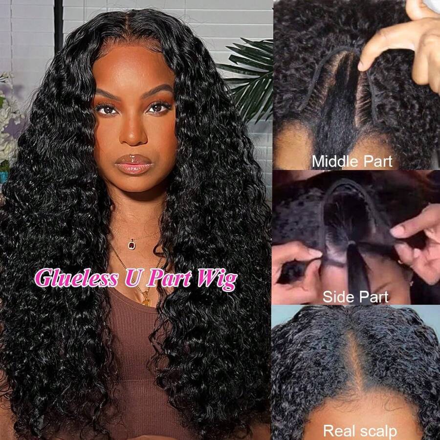 U Part Human Hair Wig Curly U Part Wig Brazilian Virgin Human Hair Wig ...