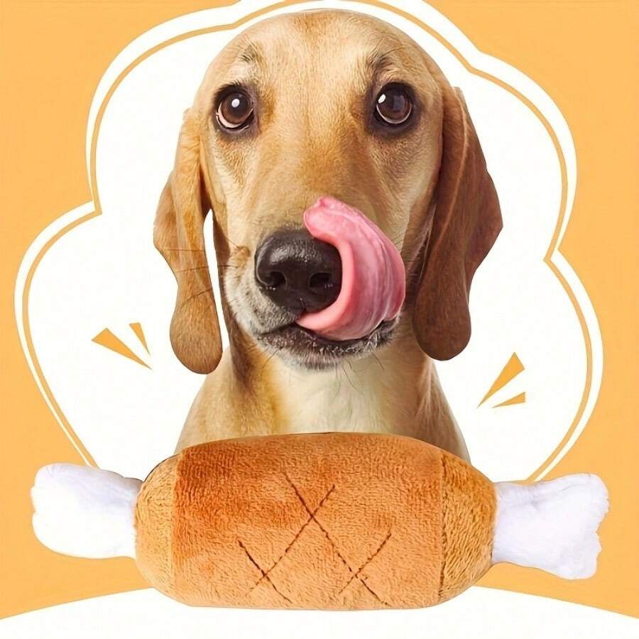1pc Durable Squeaky Dog Toy Chicken Leg - Interactive Plush Chew Toy ...