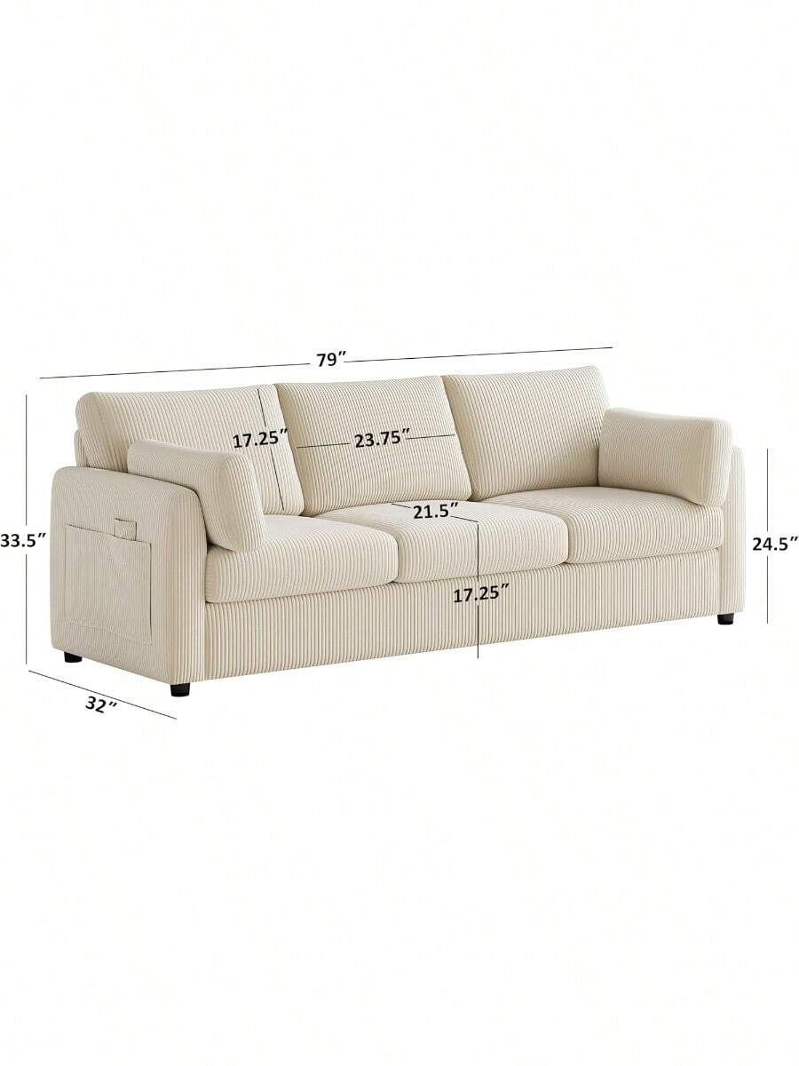 79 Inch Sofa, Soft And Comfortable 3-Seater Living Room Sofa, Suitable ...