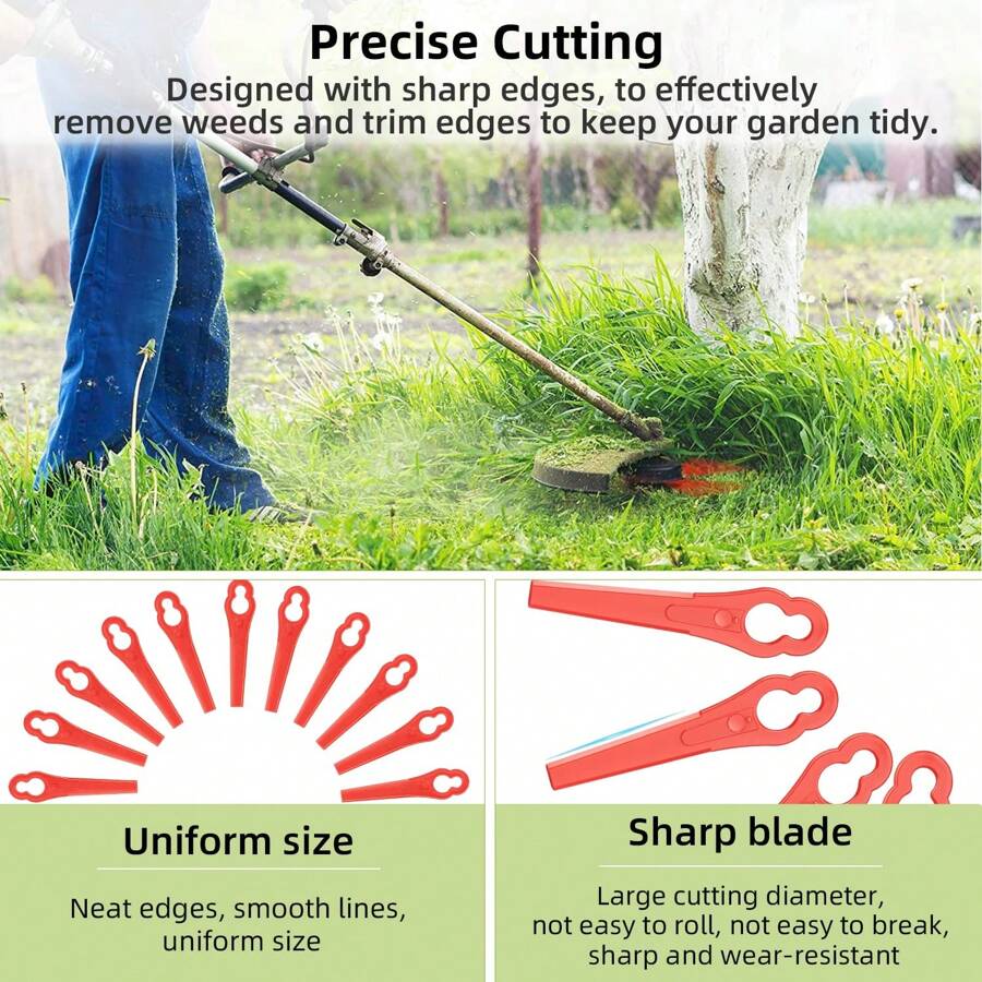 100pcs Plastic Replacement Blades For Strimmer Lawn Mower Blade ...