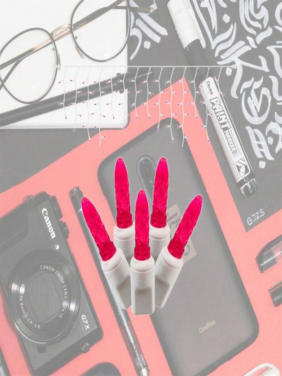 LED Magenta & White Wire Icicle 9 Ft. Long Light Set With Burgundy ...