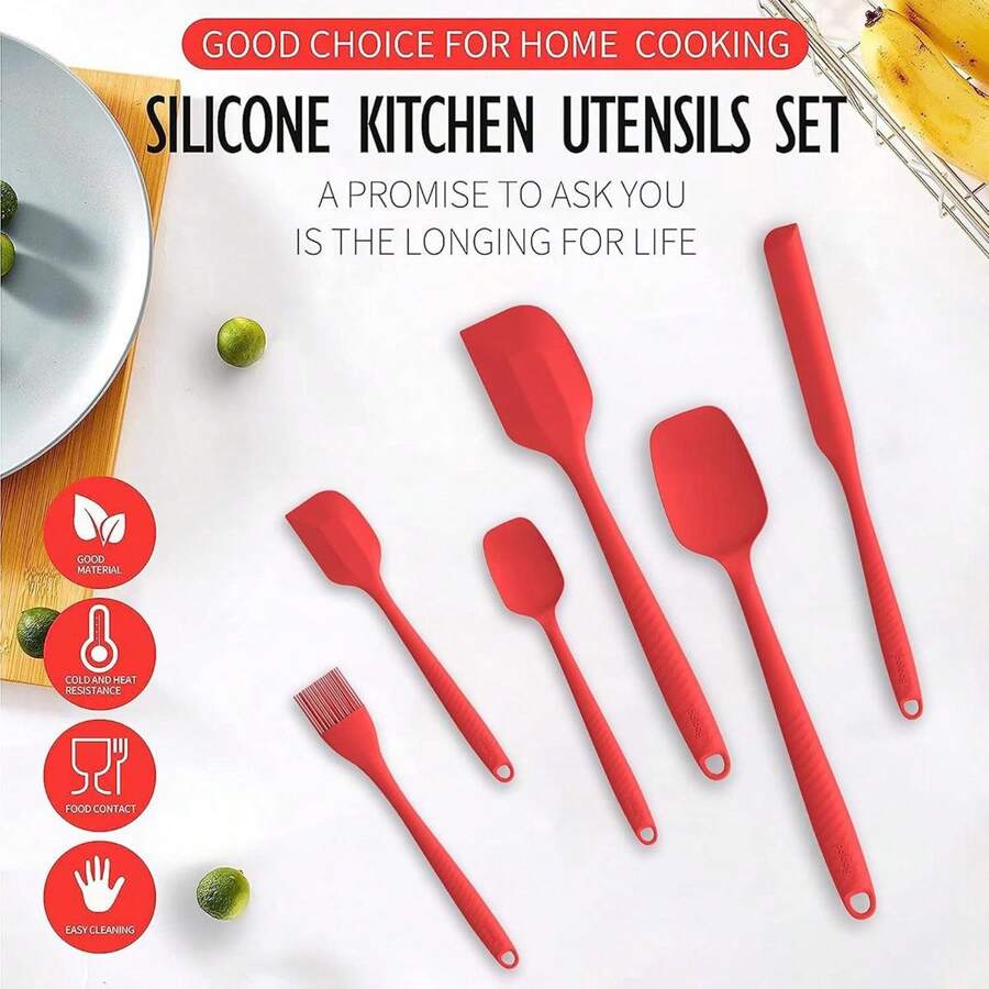 6pcs Silicone Scraper Set, Heat Resistant Rubber Scrapers With Seamless ...