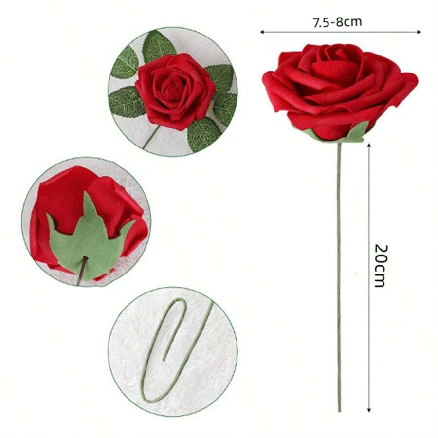 Artificial Flowers Realistic Roses, 25pcs Real Looking Fake Roses With ...