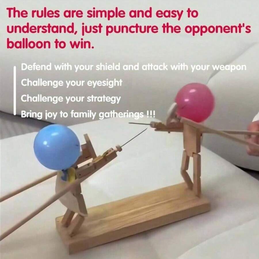 Handcrafted Wooden Balloon Fencing Set - Fun 2 Player Game With Weapons ...