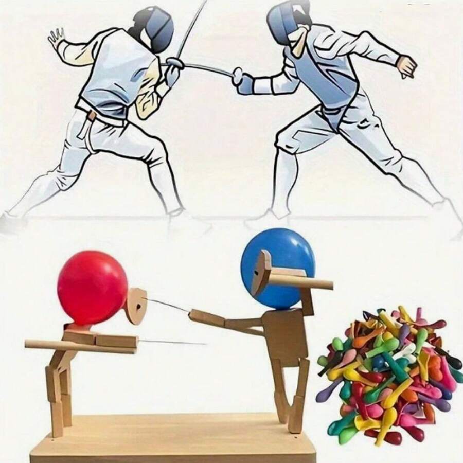 Handcrafted Wooden Balloon Fencing Set - Fun 2 Player Game With Weapons ...